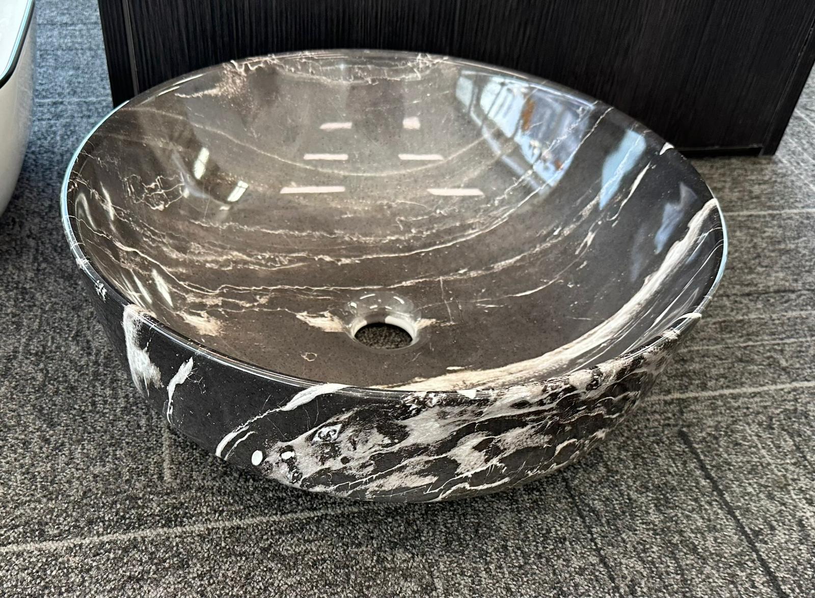 Black Marble Look Countertop Basin – Round Luxury Design – Prime ...