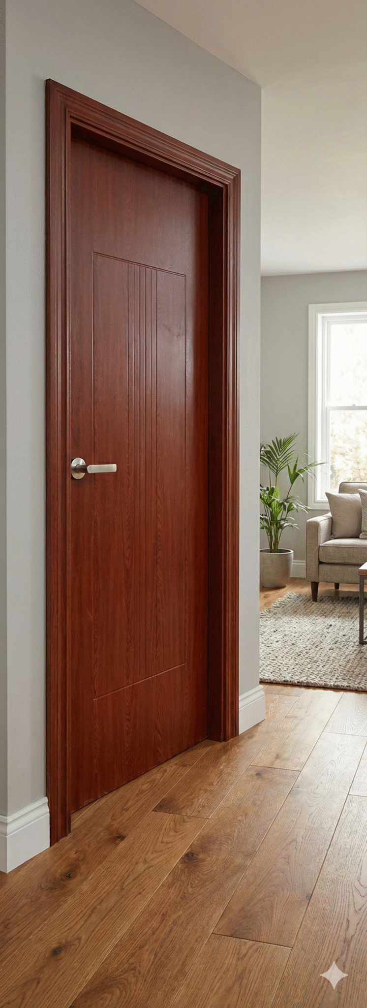 Red Timber-Style Interior Door – Vertical Line Panel Design – Prime ...
