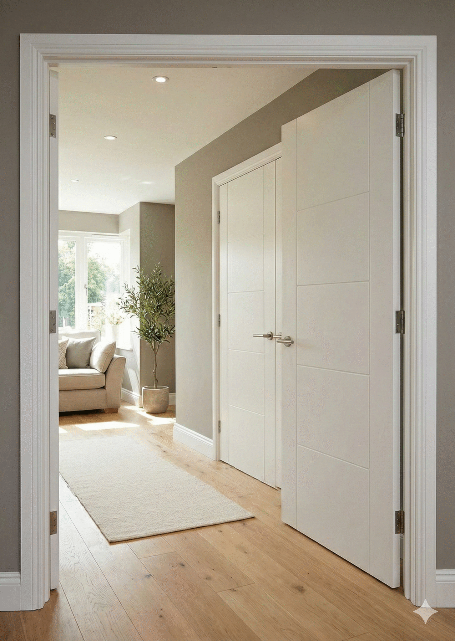 White Interior Door With Horizontal Line Panels – Modern Minimalist ...