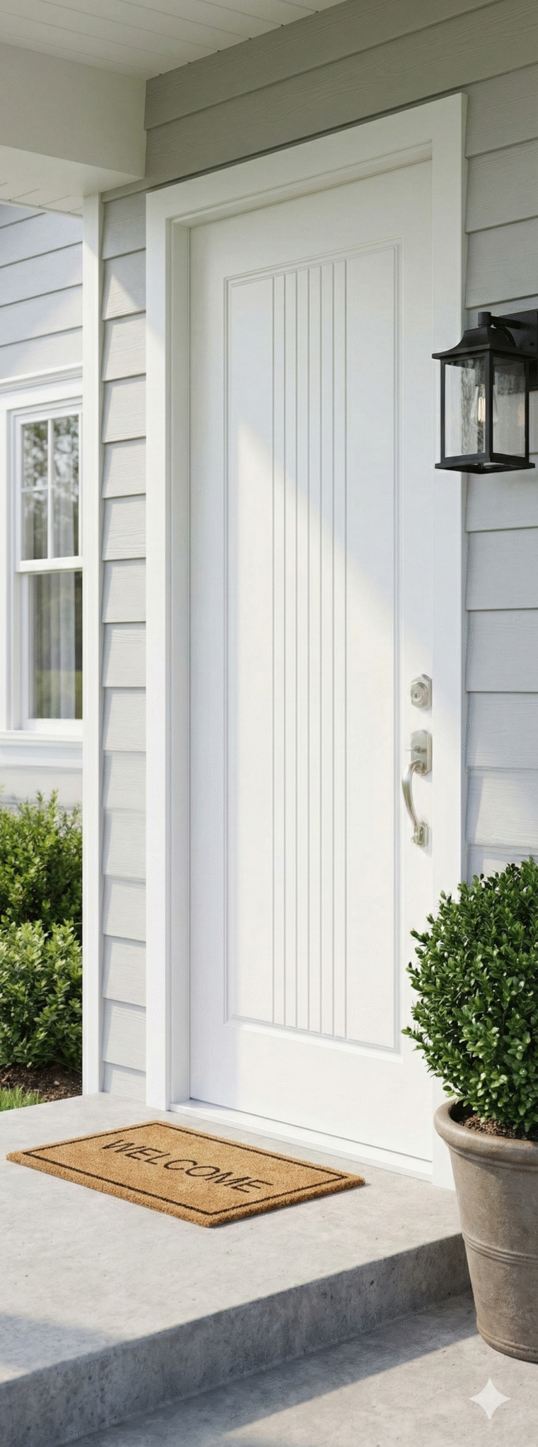 White Interior Door With Vertical Line Panel – Modern Smooth Finish ...