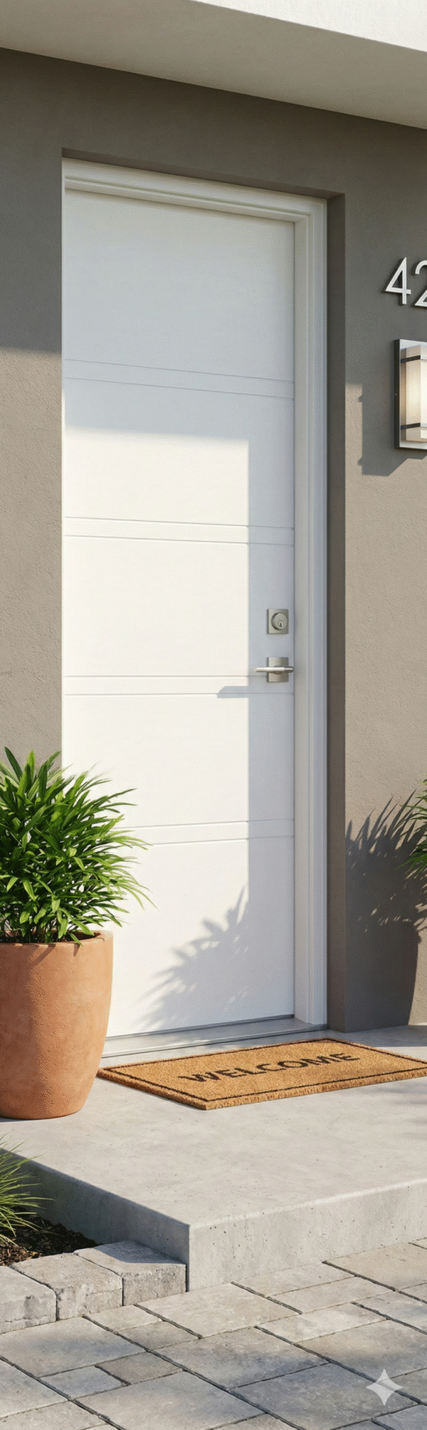 White Interior Door With Horizontal Line Design – Modern Minimalist ...