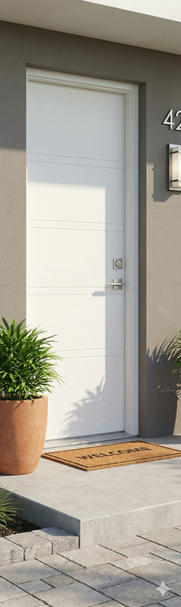 White Interior Door With Horizontal Line Design – Modern Minimalist ...